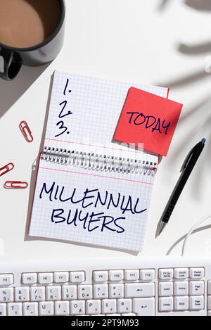 Hand writing sign Millennial BuyersType of consumers that are ...