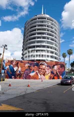 The Capitol Records mural, Hollywood Jazz, painted in 1990 by artist ...