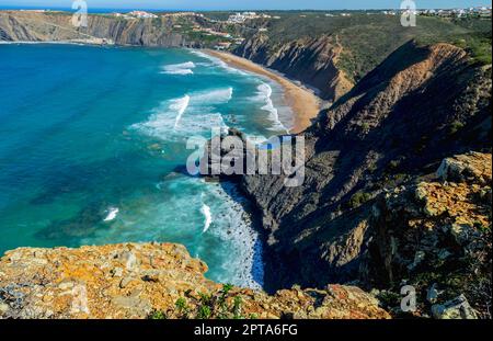 Arrifana beach in South-West Alentejo and Costa Vicentina Natural Park ...