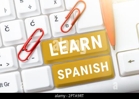 Writing displaying text Learn Spanish. Business showcase to train ...