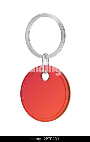 Round plastic keychain isolated on white background Stock Photo - Alamy