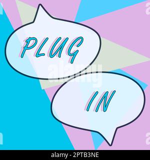 Inspiration showing sign Plug In. Business showcase putting device into ...
