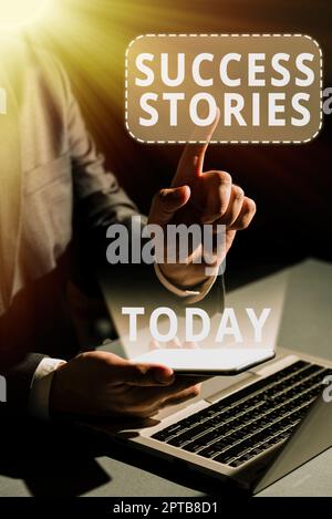 Conceptual display Success Stories. Business overview life of rule ...
