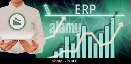 Conceptual caption Erp, Concept meaning enterprise resource planning centralized database for ...