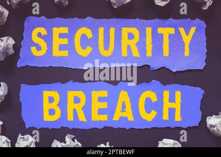 Text caption presenting Security Breach, Internet Concept unauthorized ...