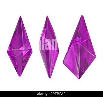 3D render, emerald purple crystal on white background, gems, natural ...