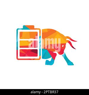Bull Battery vector logo design template. Strong energy logo concept ...