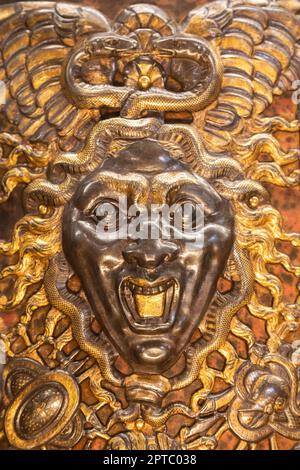 Medusa monster. Face of the Gorgon, gothic symbol of evil with snakes ...