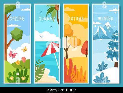 Scenery of the Four Seasons of Nature with Landscape Spring, Summer ...