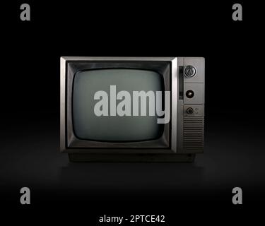 retro old television on black background Stock Photo - Alamy