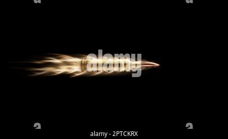 golden bullets flying in flames. 3d render Stock Photo - Alamy