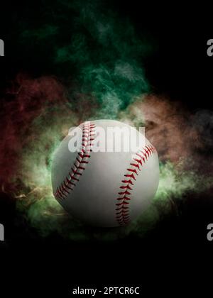 Baseball on the color smoke background Stock Photo - Alamy