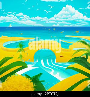 illustration of a concept of a pleasant summer vacation Stock Photo - Alamy