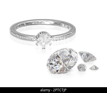 Ring without Diamond on a white background. 3d render Stock Photo - Alamy