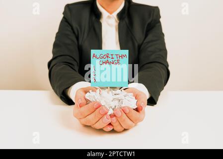 Sign displaying Algorithm Change, Business showcase change in procedure ...