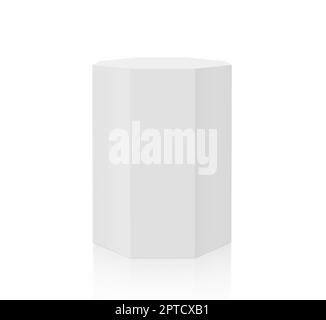 White octagon empty cylinder shape, 3d exhibit displays. Spotlight ...