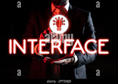 Conceptual display Interface, Word Written on point of meeting and ...