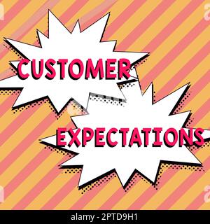 Hand writing sign Customer Expectations, Business showcase Benefits a ...