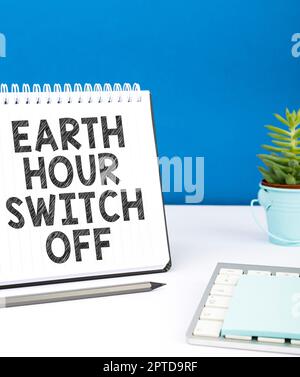 Conceptual display Earth Hour Switch Off. Word for The Lights Out Event ...