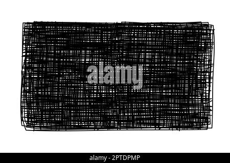 Grungy scribble rectangle banner, hand drawn with thin line, isolated ...