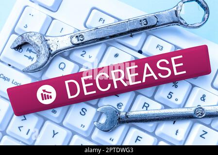Writing displaying text Decrease, Conceptual photo make or become ...