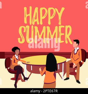 Text sign showing Happy Summer. Word for Beaches Sunshine Relaxation ...
