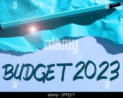 Text sign showing Budget 2023, Conceptual photo estimate of income and ...