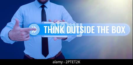 Conceptual display Think Outside The BoxBe unique different ideas bring ...