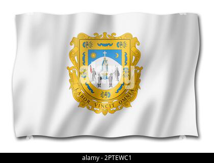 Zacatecas state flag, Mexico waving banner collection. 3D illustration ...