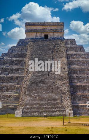 Ladder steps of temple Pyramid of Kukulcan El Castillo, Chichen Itza ...