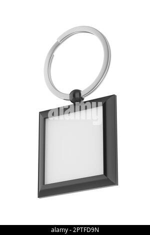Plastic square keychain isolated on white background Stock Photo - Alamy