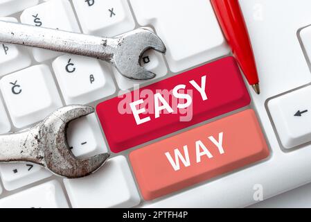 Conceptual caption Easy Way. Business showcase making hard decision ...