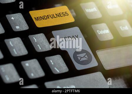 Text sign showing Mindfulness. Conceptual photo Being Conscious ...