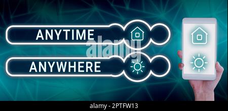 Handwriting text Anytime Anywhere, Business idea obtainable goal when ...