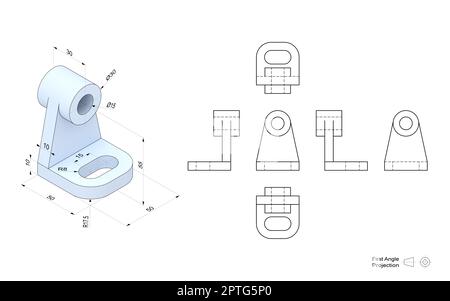 Engineering part 3D Projection Illustration - Rivet Stock Photo - Alamy
