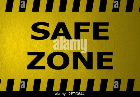 Safety zone label sign. Danger warning Stock Photo - Alamy
