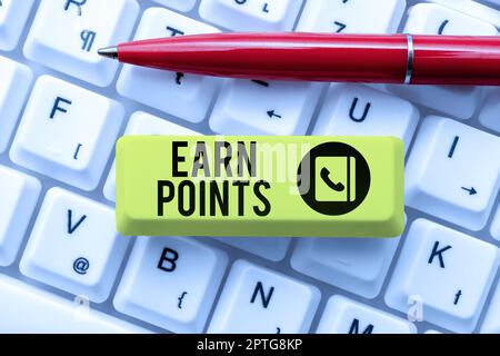 Text sign showing Earn Points. Business photo text collecting big ...
