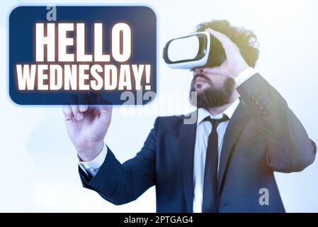 Handwriting text Hello Wednesday. Concept meaning Hump day Middle of ...