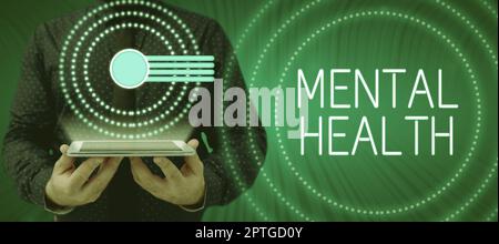 Sign displaying Mental Health, Word for state of the emotional, social ...