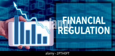 Text sign showing Financial Regulation. Conceptual photo aim to ...
