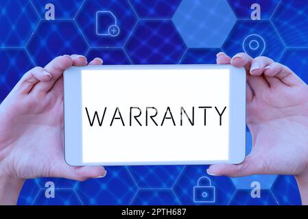 Inspiration showing sign Warranty, Word Written on Free service of ...