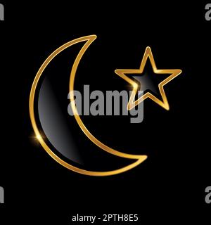 Golden Luxury Crescent Logo Sign vector Illustration in black ...