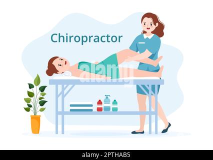 Chiropractor Flat Cartoon Hand Drawn Templates Illustration of Patient ...