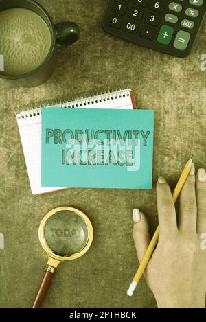 Text showing inspiration Productivity Increase. Business concept get ...
