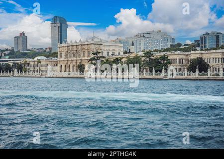 landscape scenery of Dolmabahce palacewith reflection, istanbul, turkey ...