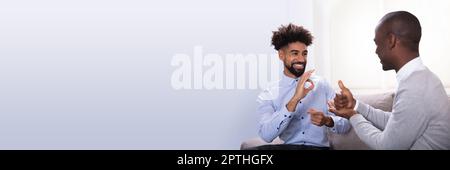 Deaf Impaired Sign Language. Two People Talking Stock Photo - Alamy