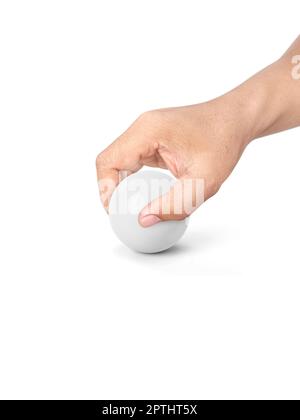 Hand puts billiard ball on isolated on white background Stock Photo - Alamy