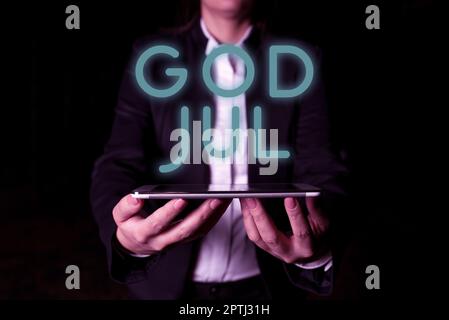 Text showing inspiration God Jul, Business concept Merry Christmas ...