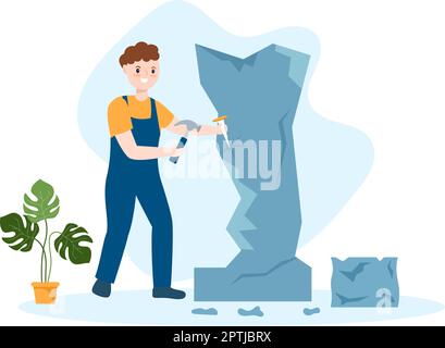 a Sculptor is Carving Sculpture to Form a Work and Will be on Display ...