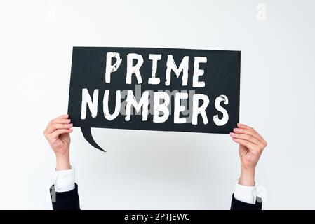 Text sign showing Prime Numbers, Business approach a positive integer ...